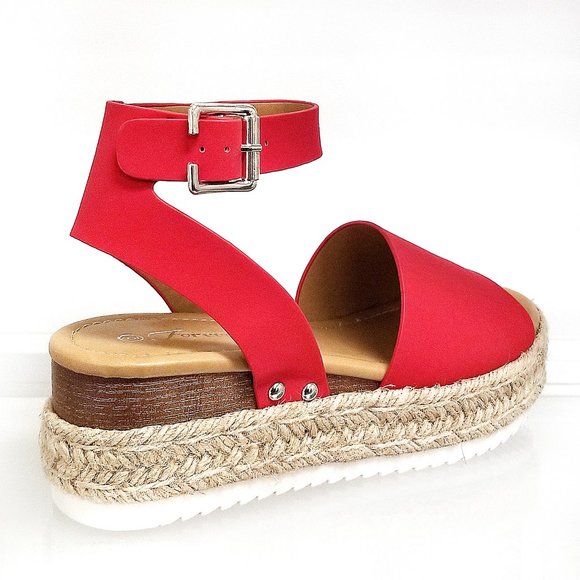 Shoes | New Red Platform Espadrille Flatform Sandals | Poshmark